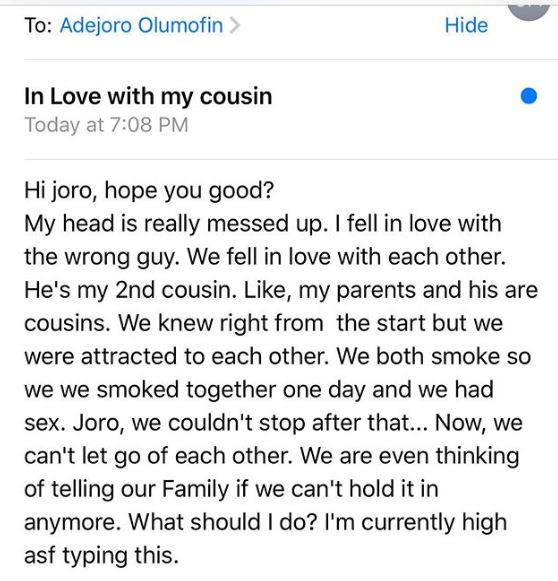 I Cant Stop Sleeping With My Cousin Lady Opens Up